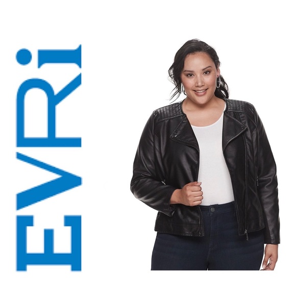 EVRI | Jackets & Coats | Evri Moto Jacket Faux Leather Black Plus Size ...